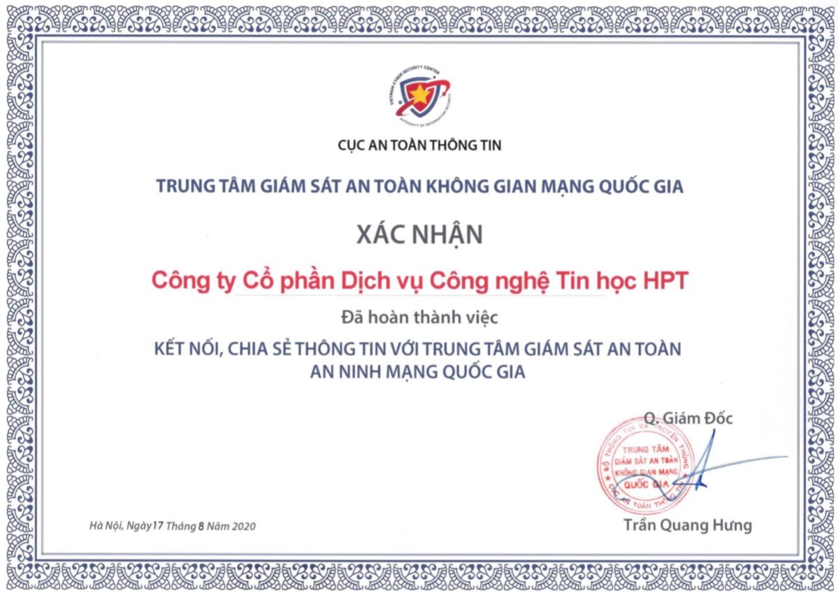 HPT chính thức được công nhận đủ tiêu chuẩn cung cấp dịch vụ Trung tâm ...